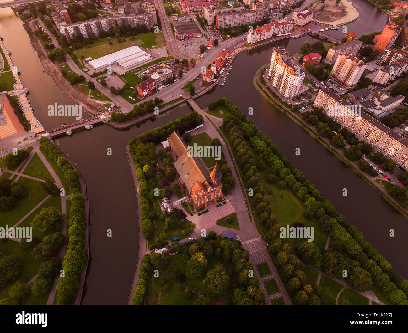 Aerial view of the Cathedral of Kaliningrad in sunrise Stock Photo - Alamy