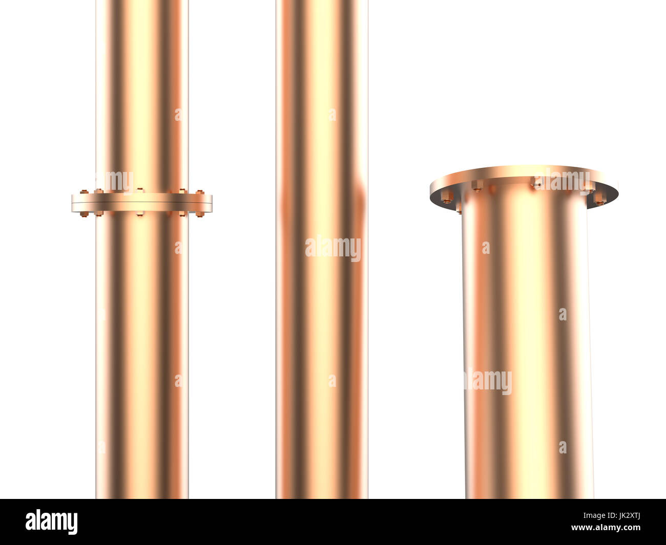 copper pipe with flange joint isolated on white Stock Photo - Alamy