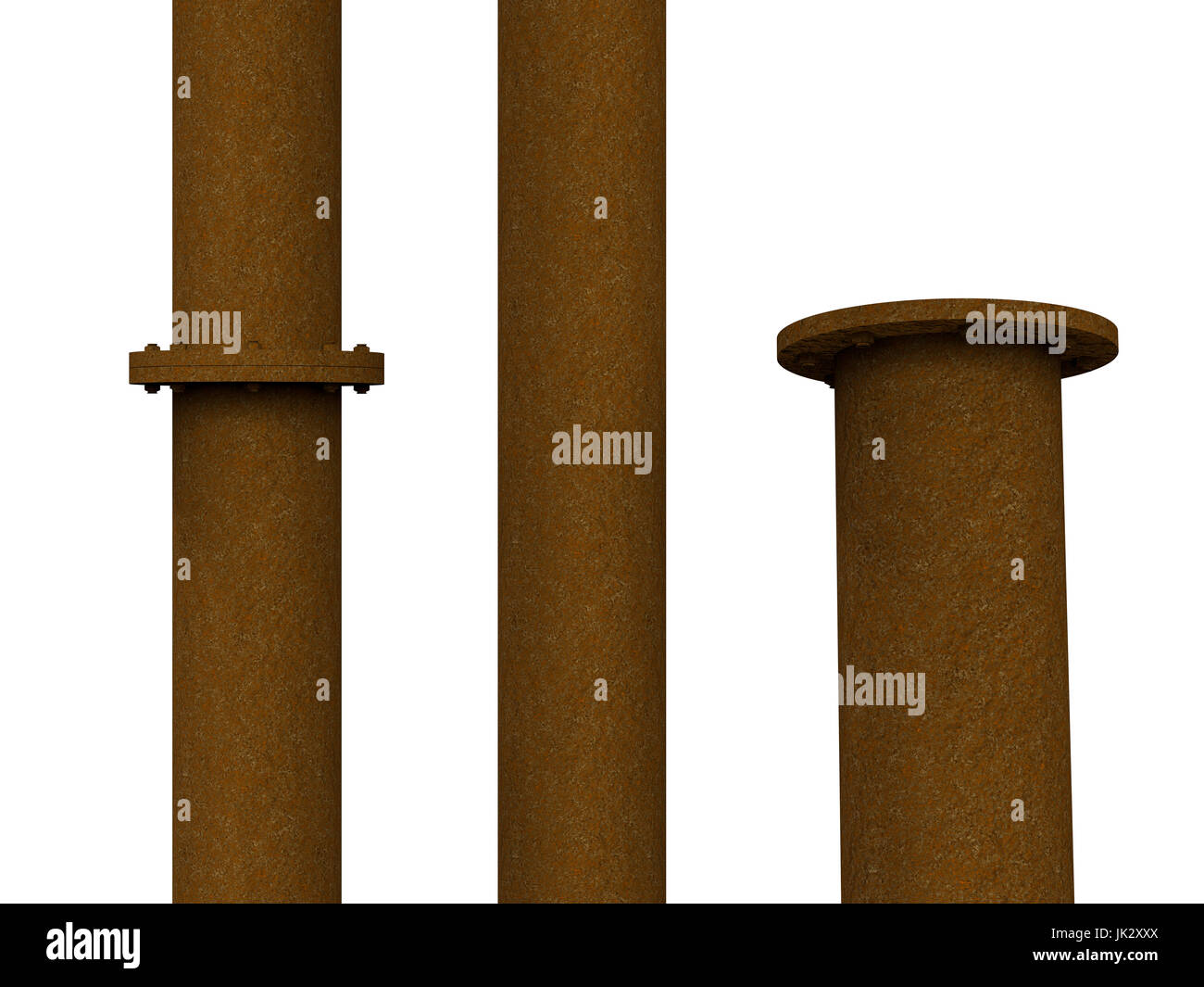 rusty metal pipe with flange joint isolated on white Stock Photo - Alamy