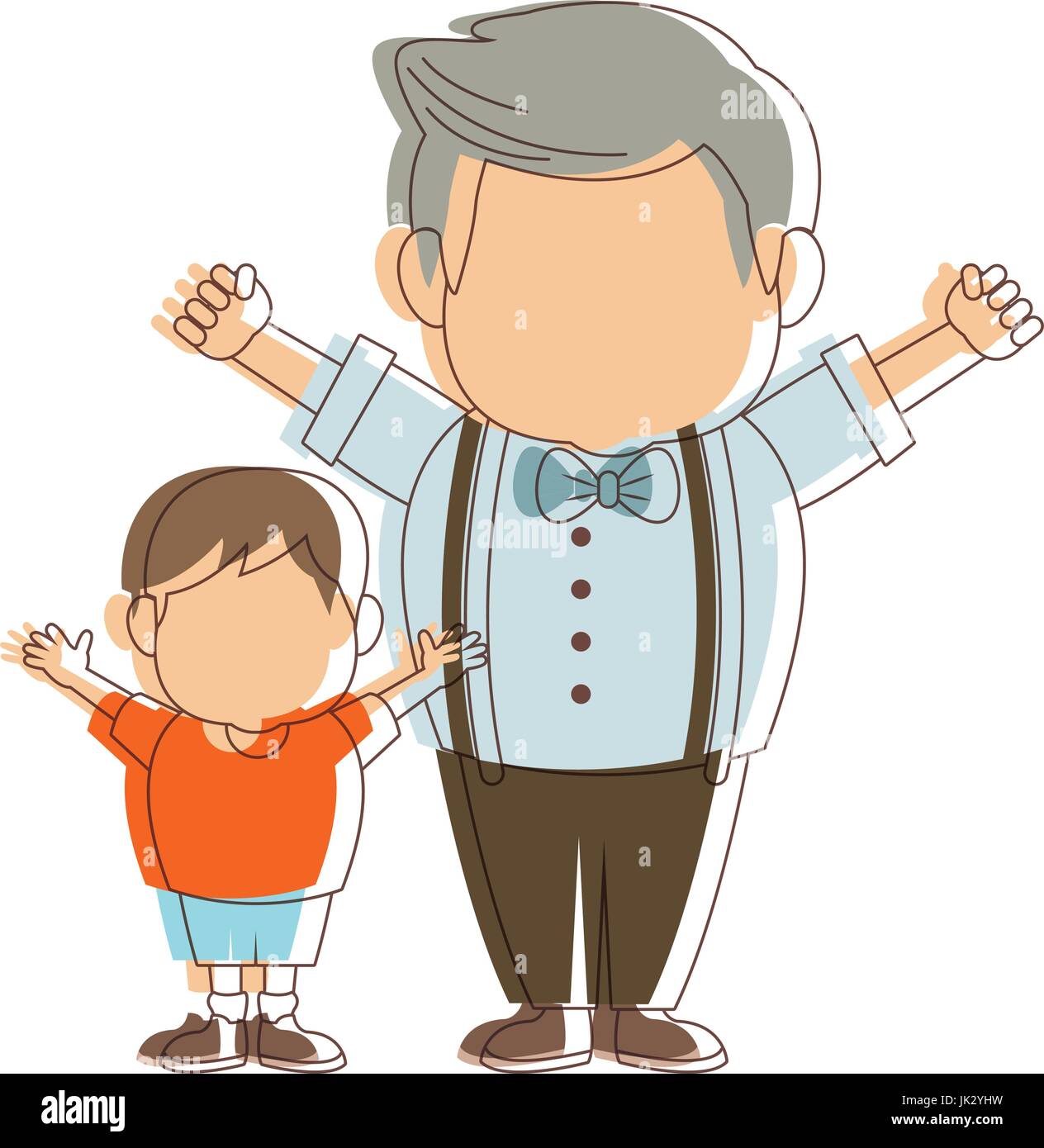 cartoon happy grandpa and his grandson family cheerful Stock Vector ...