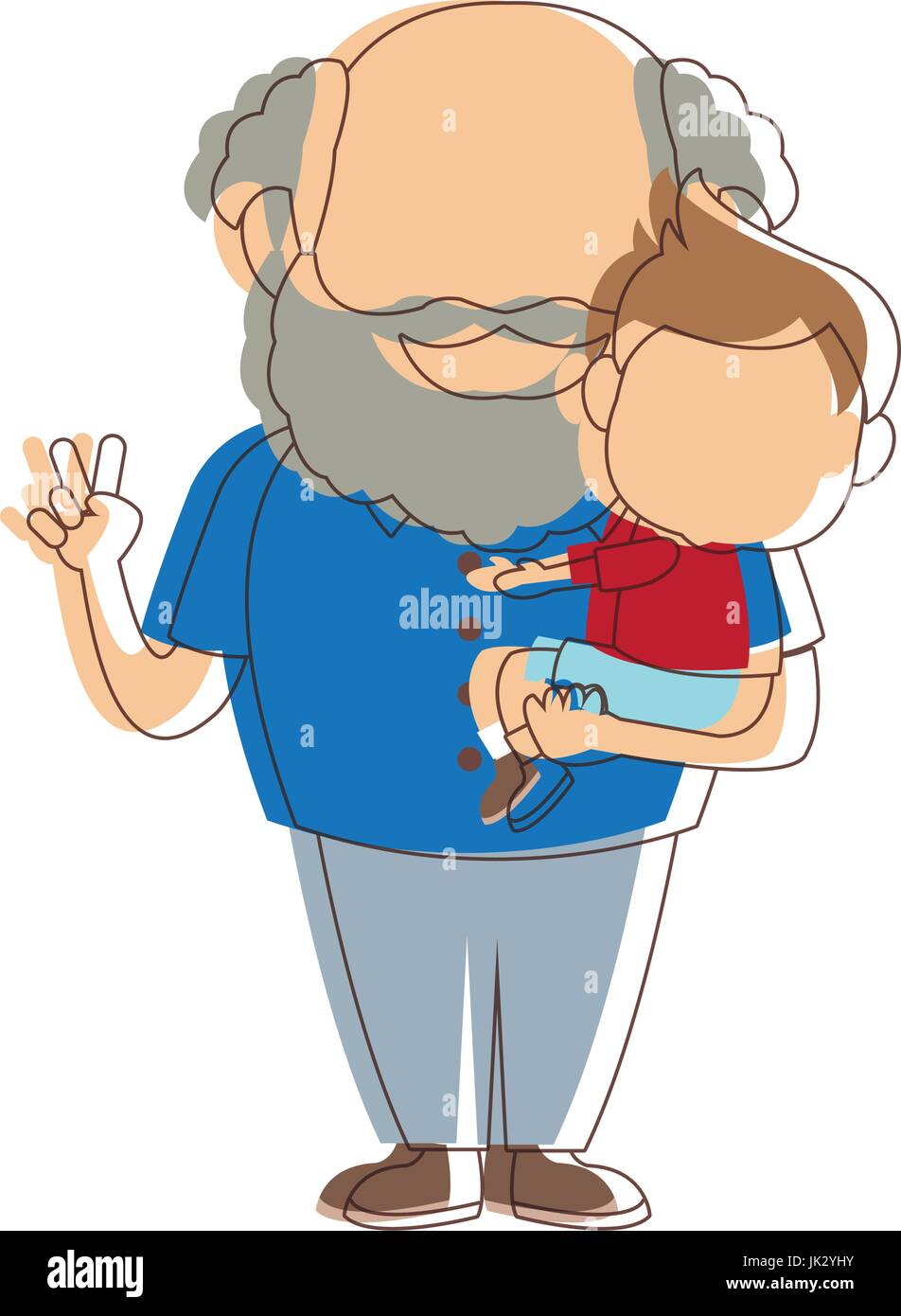 cartoon happy grandpa and his grandson family cheerful Stock Vector ...