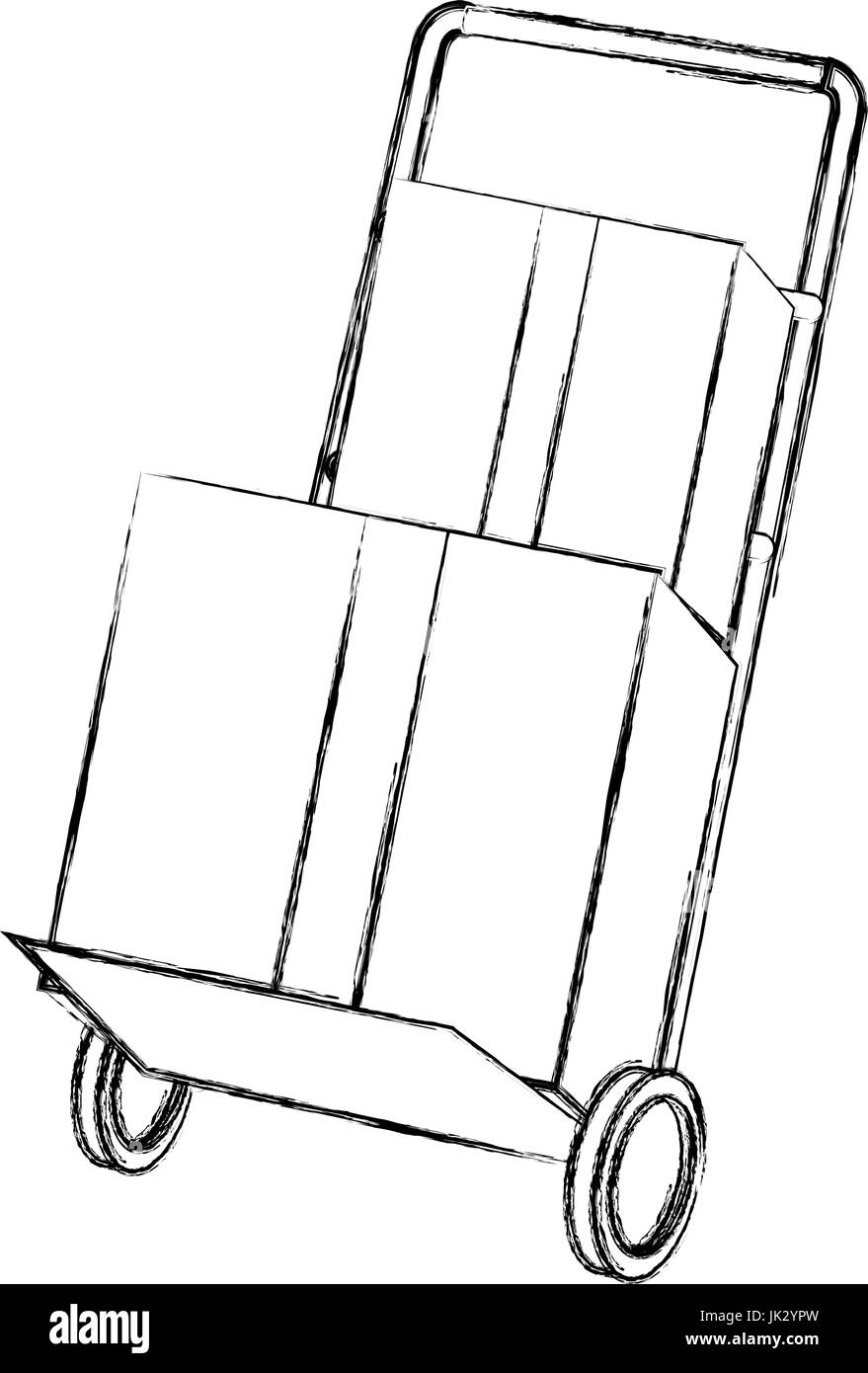 hand cart shipping box delivery service Stock Vector Image & Art - Alamy