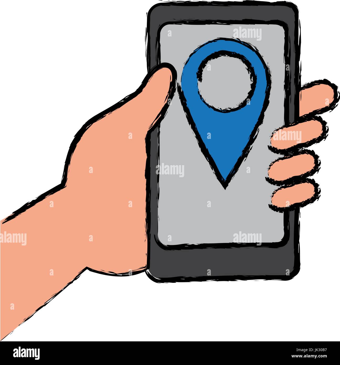 hand holding cellphone with pin map app Stock Vector Image & Art - Alamy