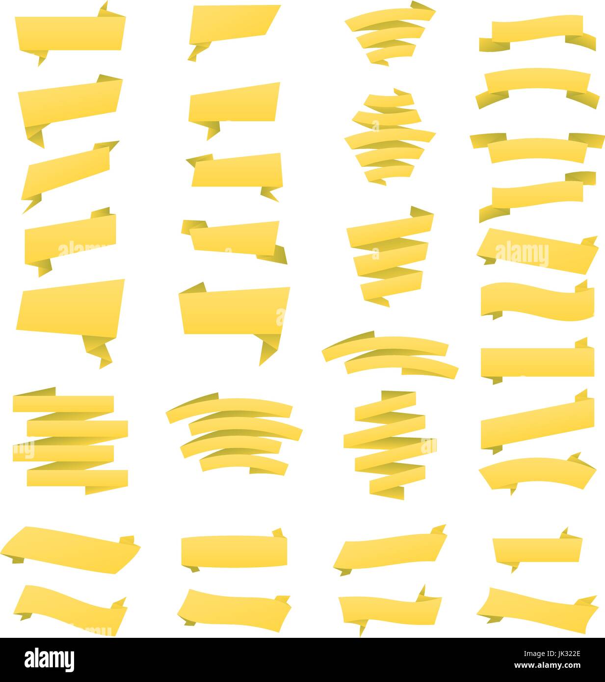 Vector Yellow ribbons set. Elements isolated on white background art ...
