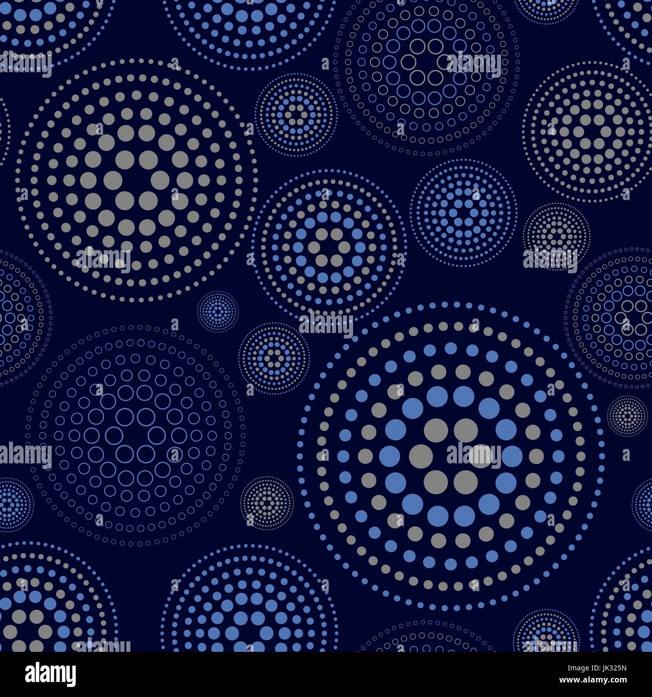 Seamless Pattern with Concentric Circles on Dark Blue Backdrop. Vector ...