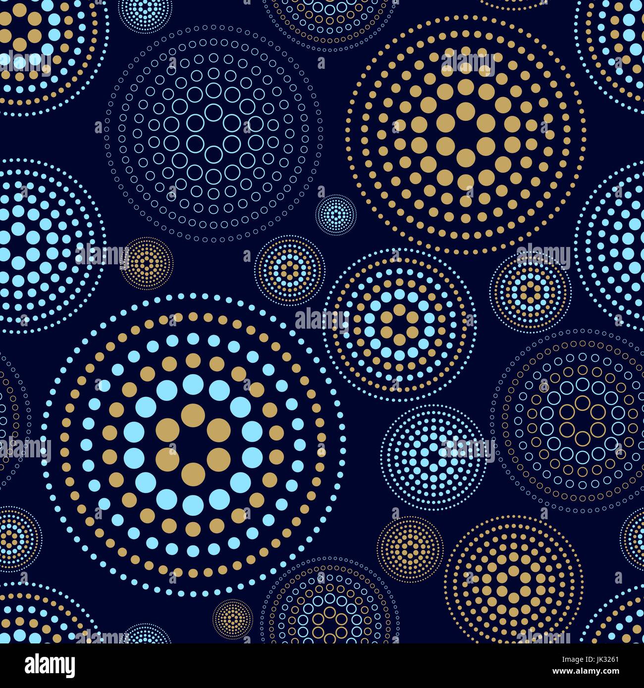 Seamless Pattern with Concentric Circles on Dark Blue Backdrop. Vector ...