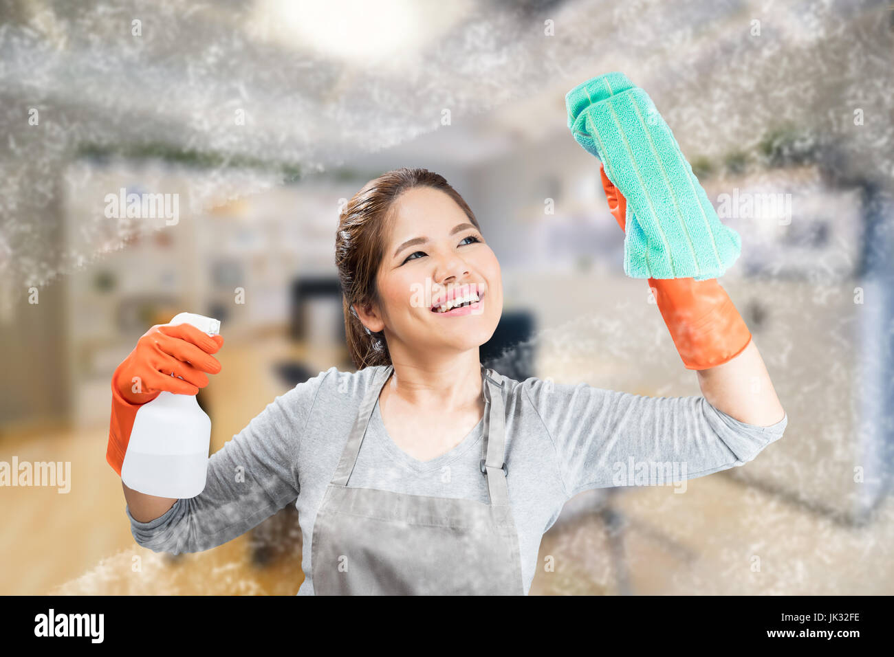 Asian lady cleaning her house hi-res stock photography and images - Alamy
