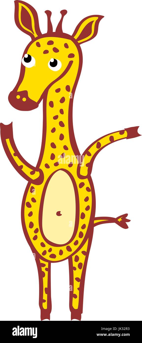 giraffe isolated on white Hand-drawn cartoon icon Stock Vector Image ...
