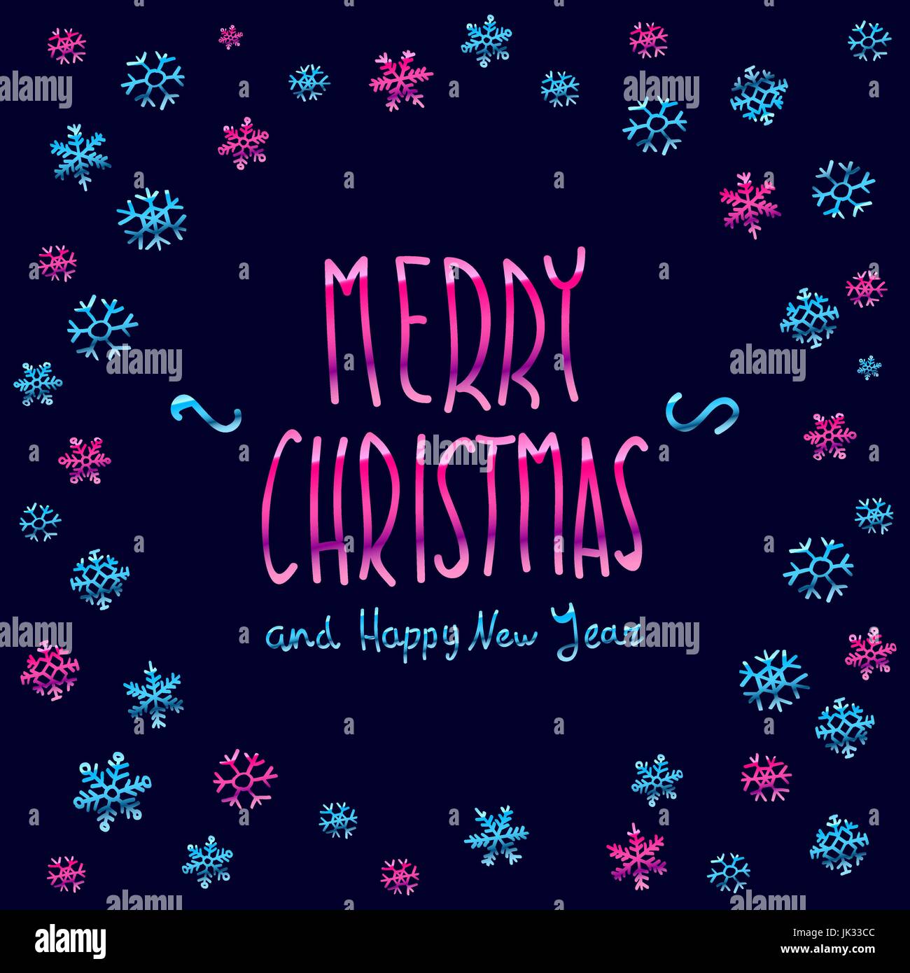 Merry Christmas Pink Glittering Lettering Design Vector Illustration