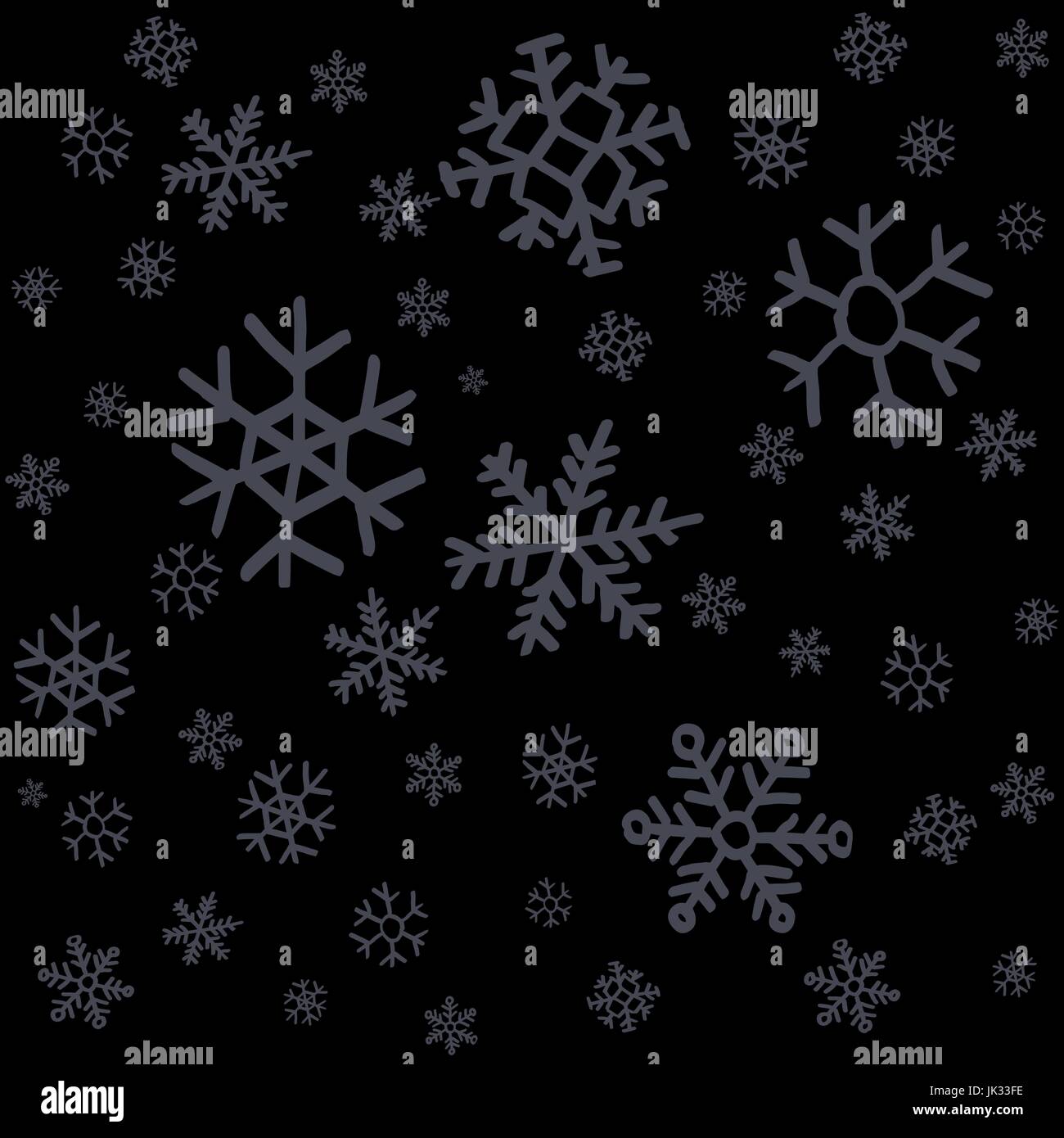 Falling snow or night sky with stars vector seamless pattern. Black and ...