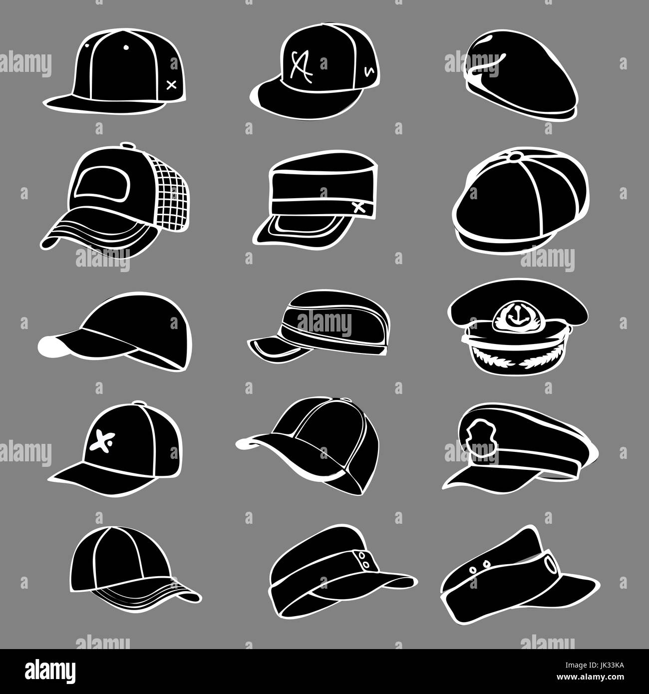Outline rap cap illustration hi-res stock photography and images - Alamy