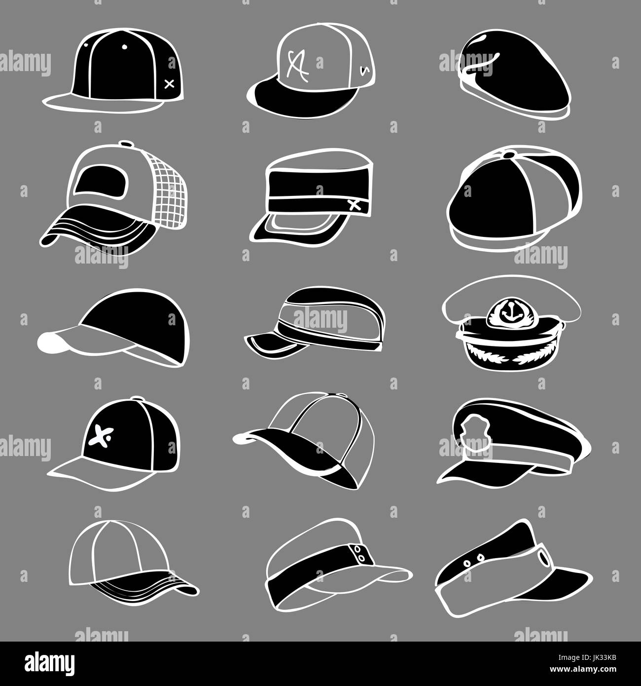 Outline rap cap illustration hi-res stock photography and images - Alamy