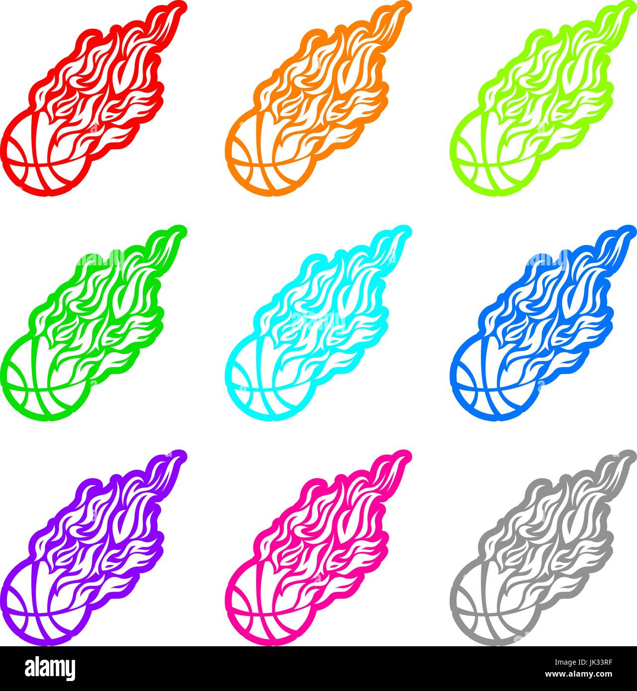 vector flame fire ball basketball symbol icon Stock Vector Image & Art ...