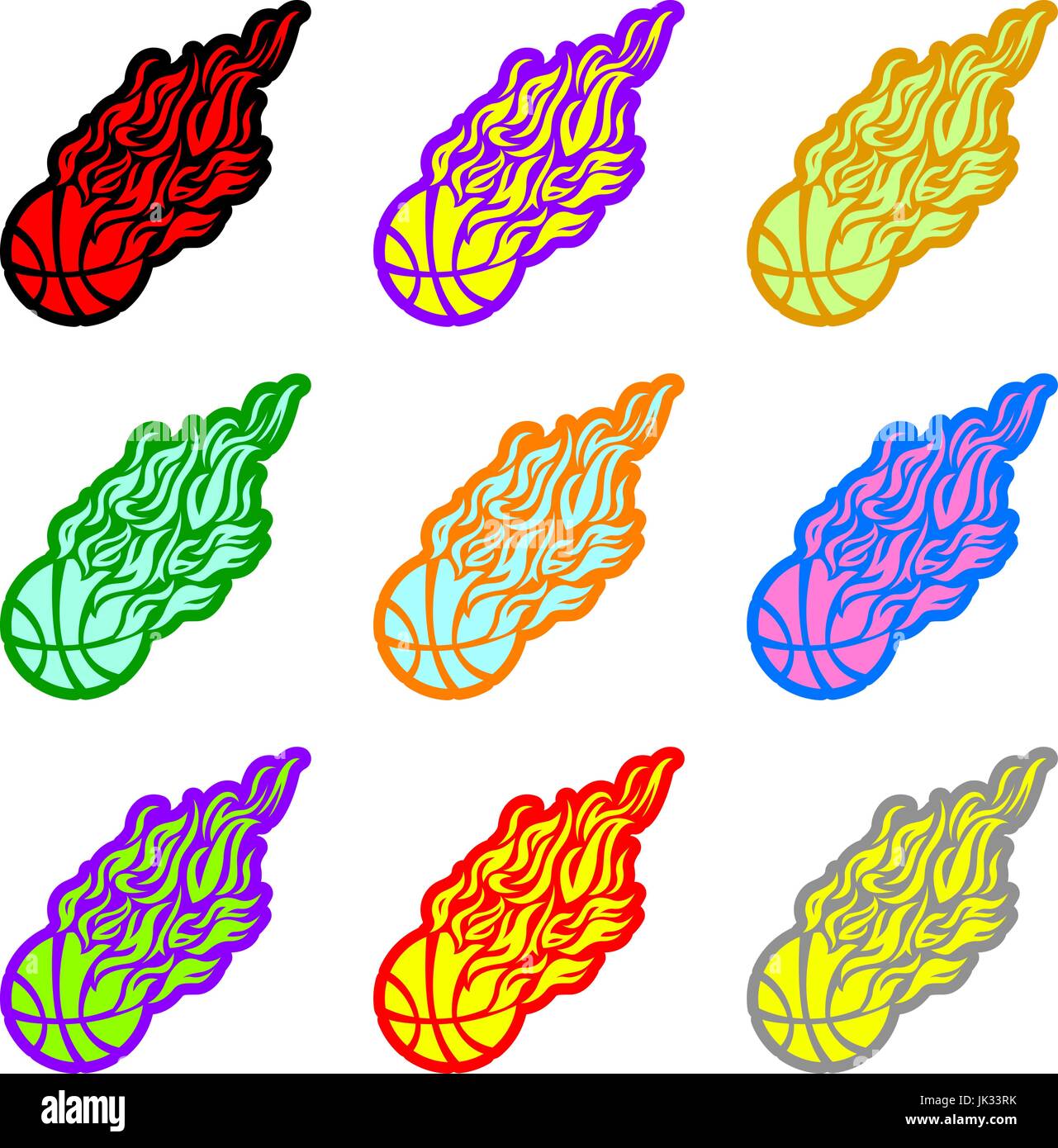 vector flame fire ball basketball symbol icon Stock Vector Image & Art ...