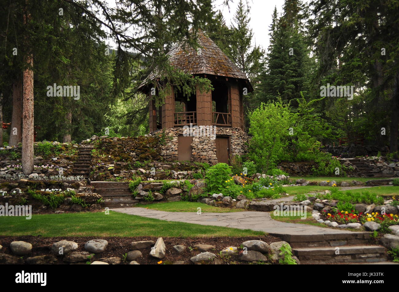 Gazebo at Cascade Gardens, Banff, Canada Stock Photo - Alamy