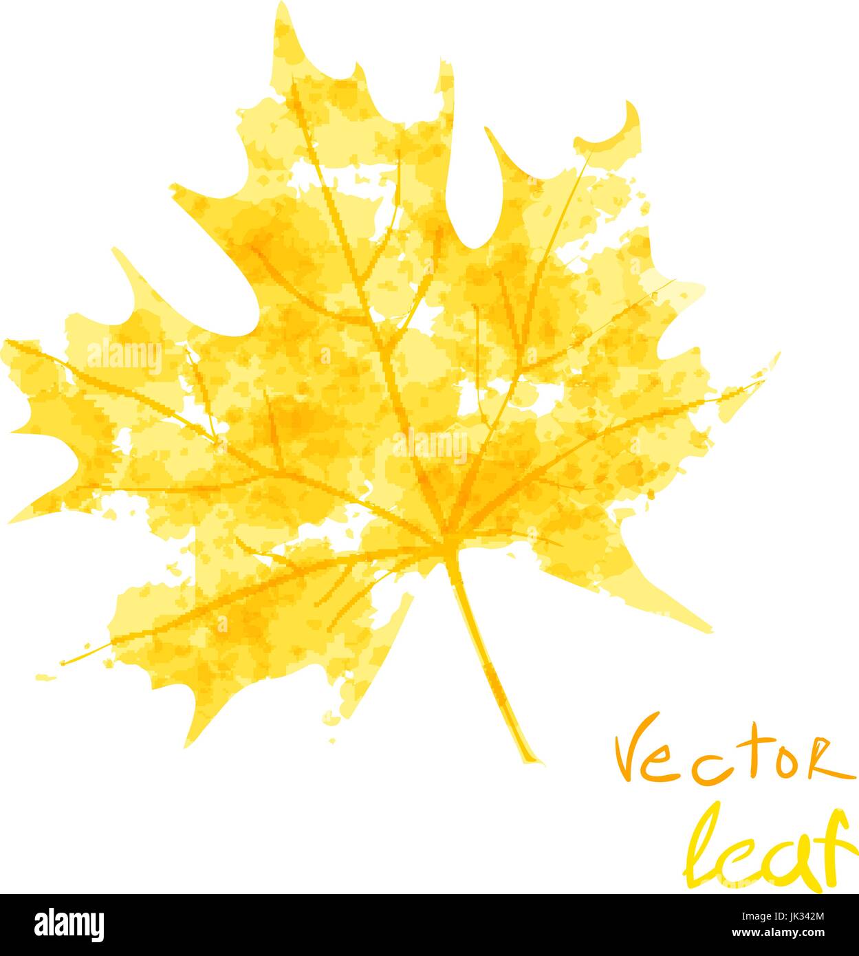 Watercolor orange leaf design autumn. Vector illustration Stock Vector ...