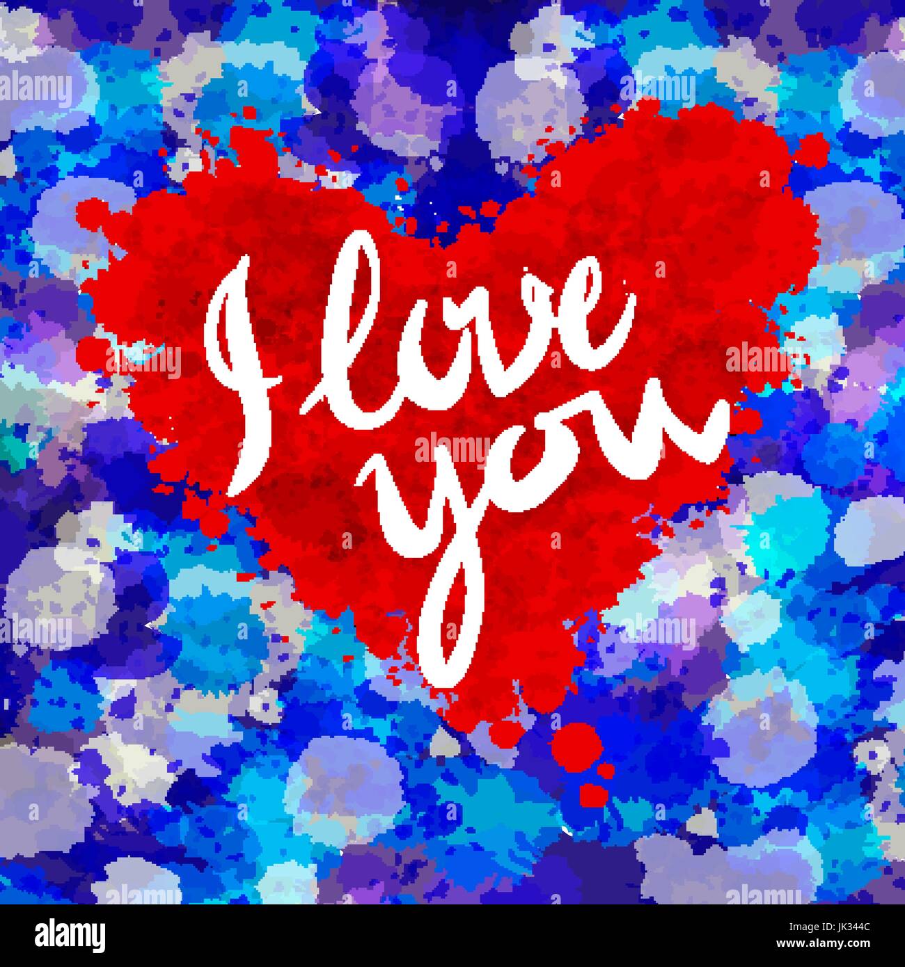 heart, i love you, colorful paint splash art illustration vector ...