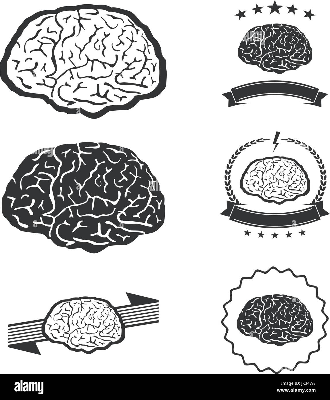 Vector illustration of brain designs & badges. These are iconic ...