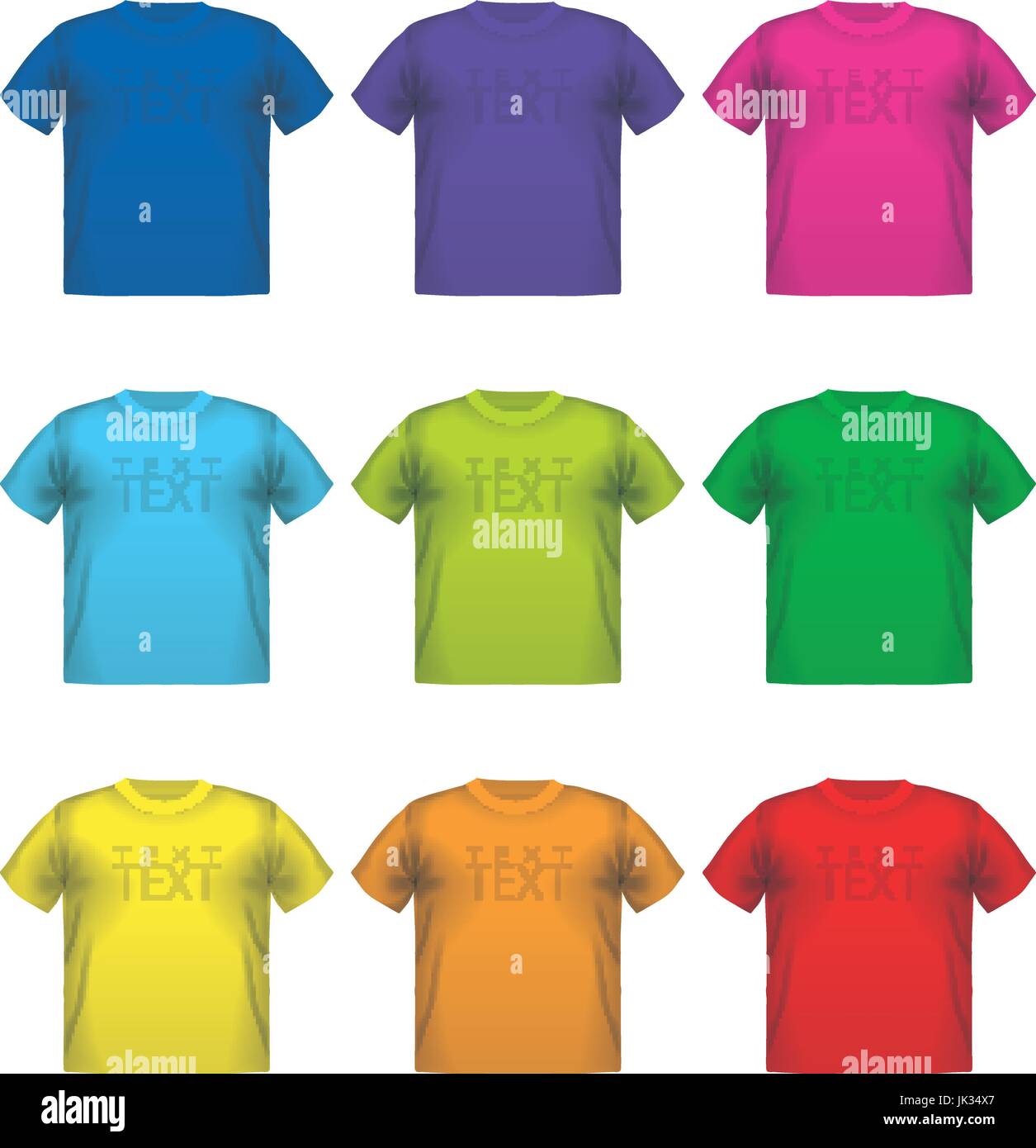 Set of colorful male t-shirts Vector wear printing advertisement ...