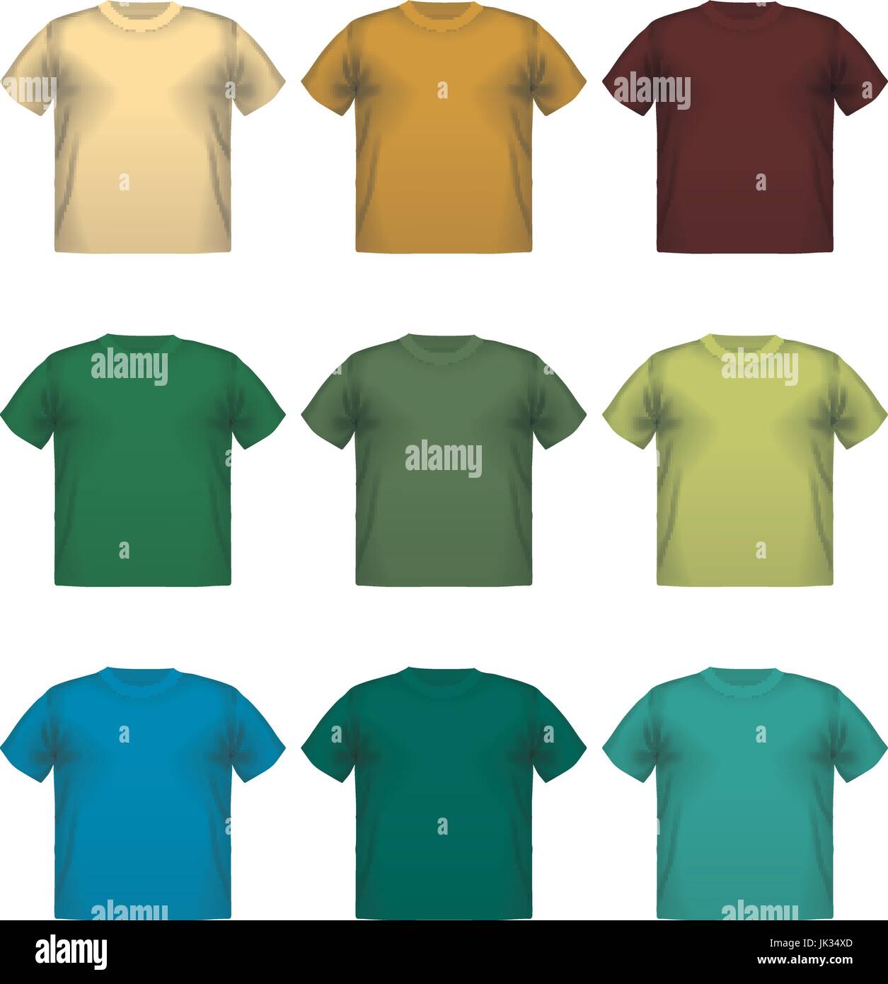 Set of colorful male t-shirts Vector wear printing advertisement ...