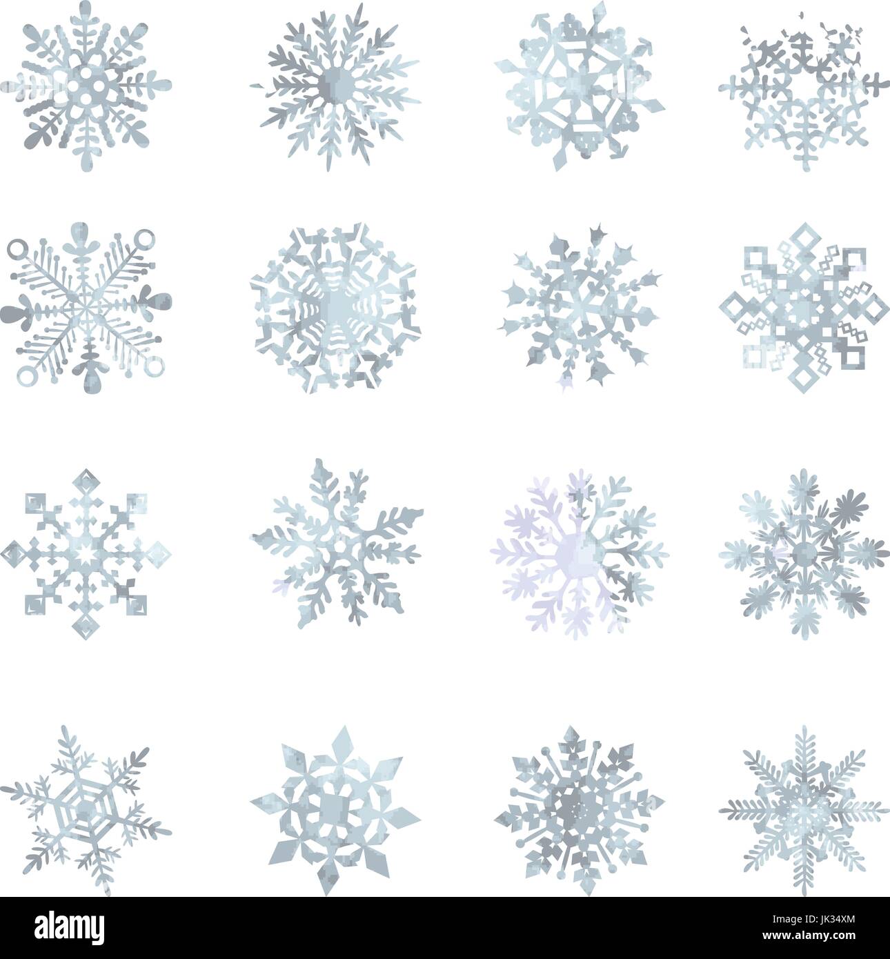 Watercolor snowflakes VECTOR star symbol graphic crystal frozen ...