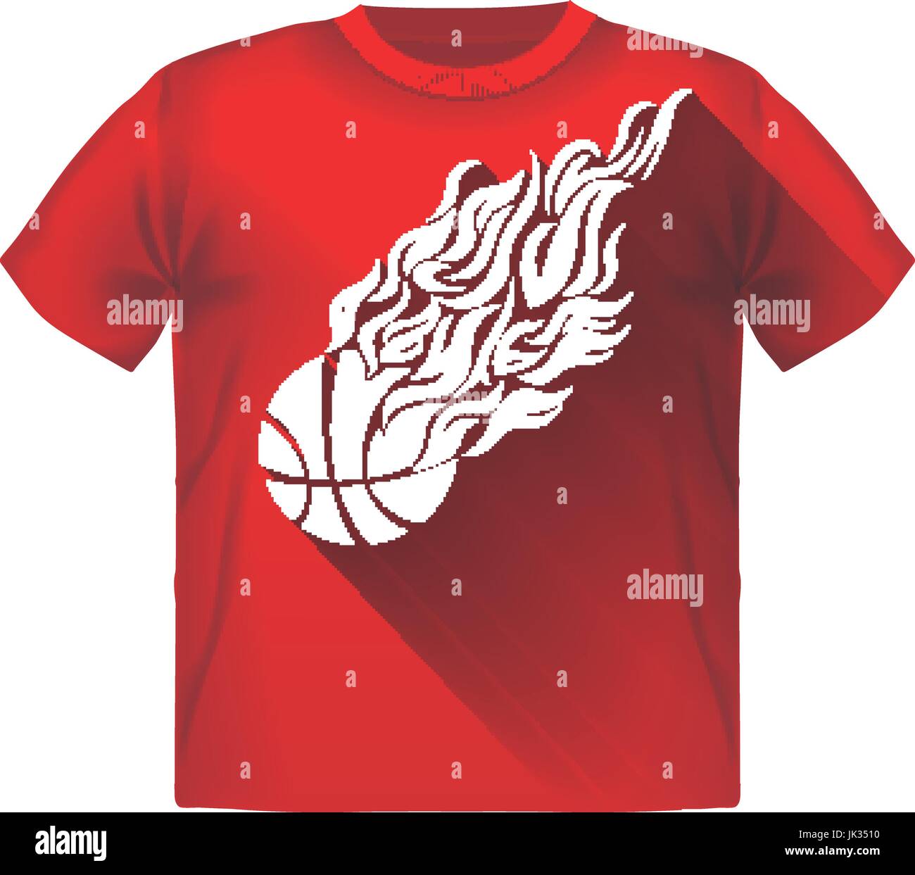 Retro Sport Flame Mascot Vector Character T-shirt with a basketball ...
