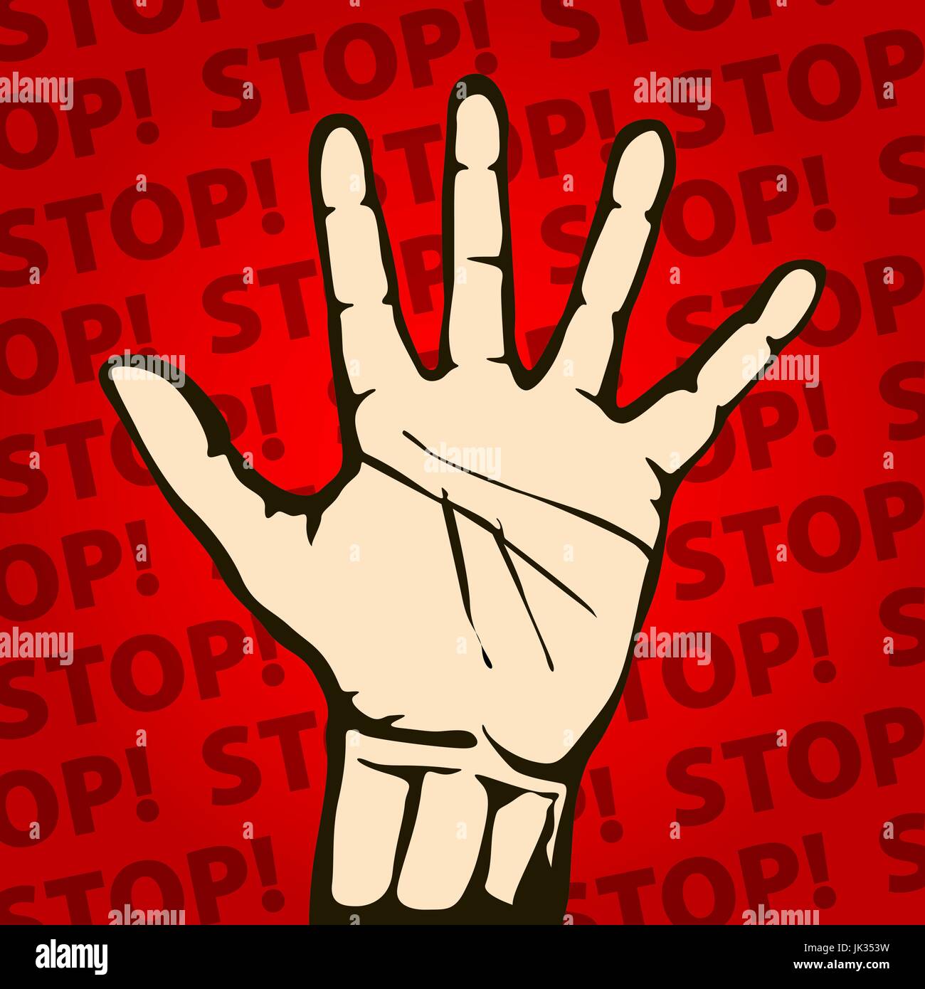 Hand raised with stop sign painted - background Stock Vector Image ...