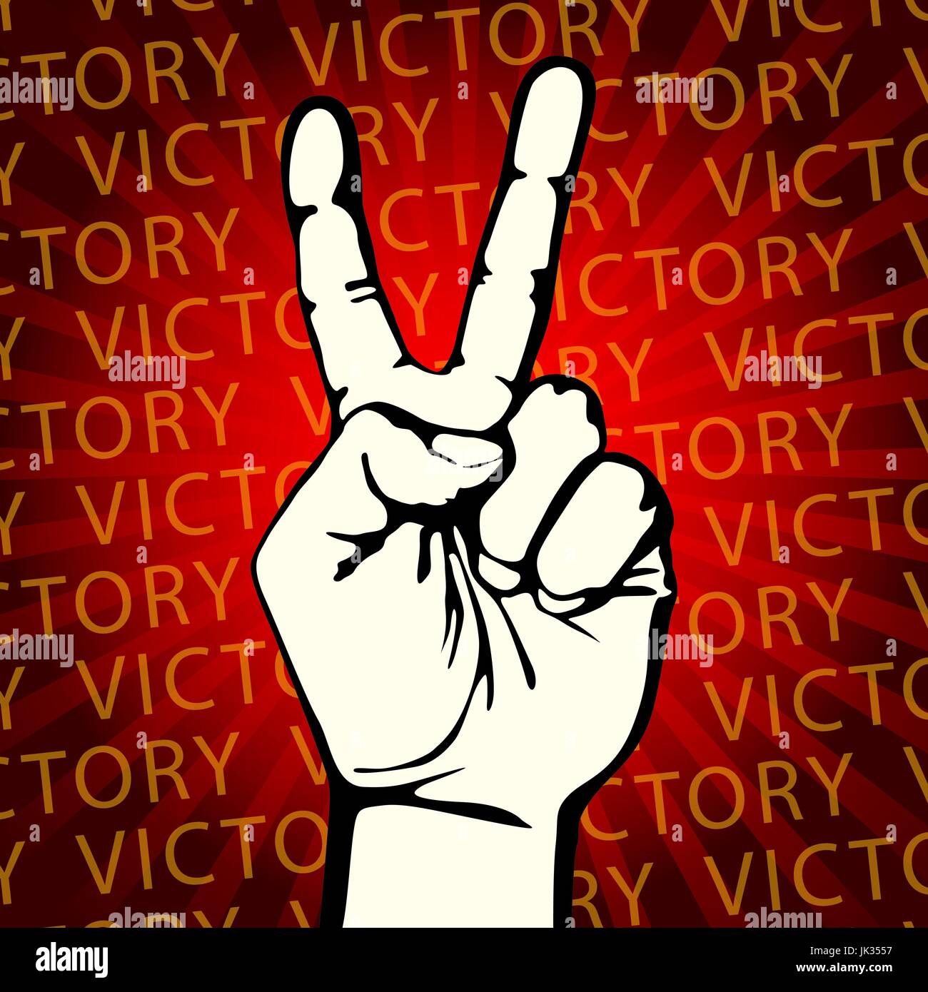 Vector illustration in retro style of a hand with victory sign Stock ...