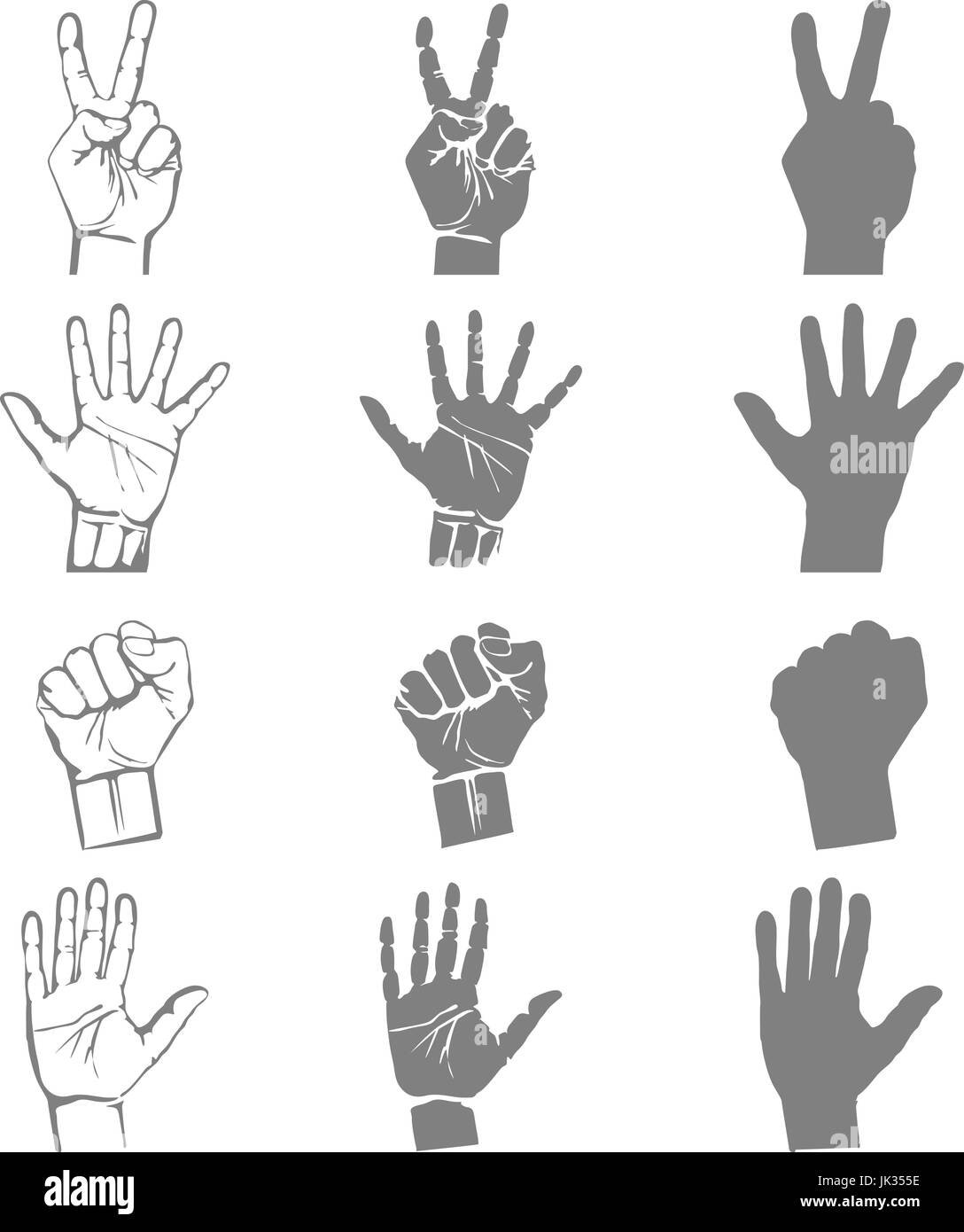 Open empty hands holding protect giving gestures icons set isolated ...