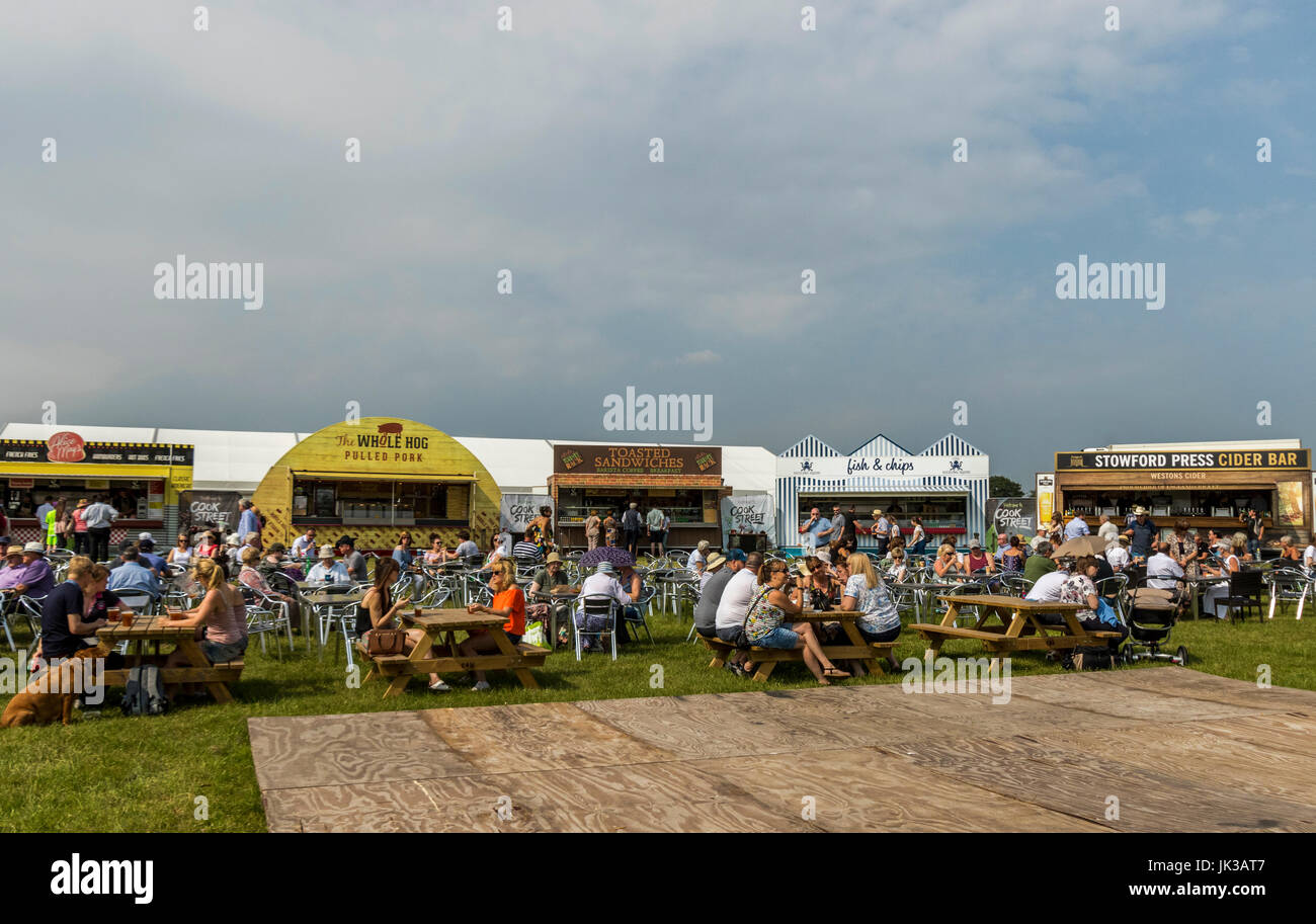 People eating at food stalls at Royal Cheshire Show Tabley Showground ...