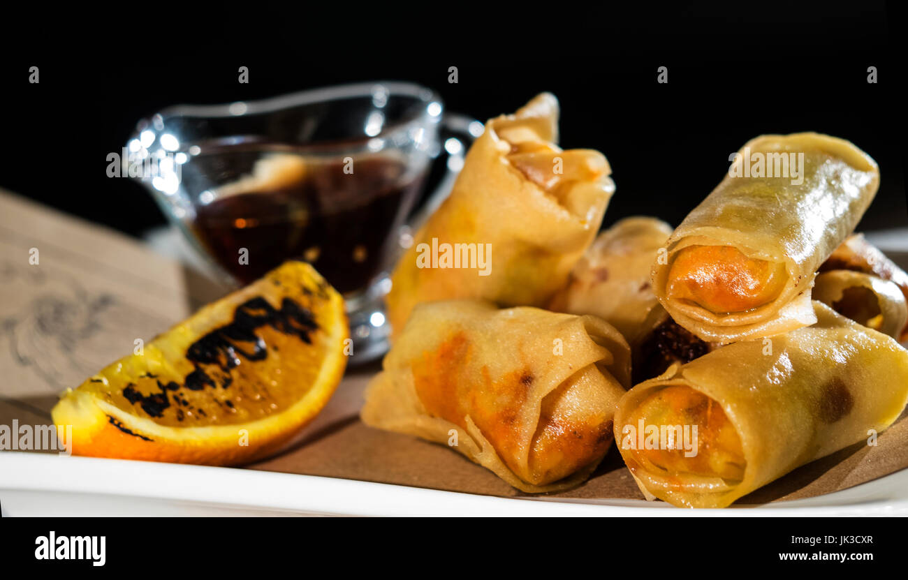 Close up spring rolls hi-res stock photography and images - Alamy