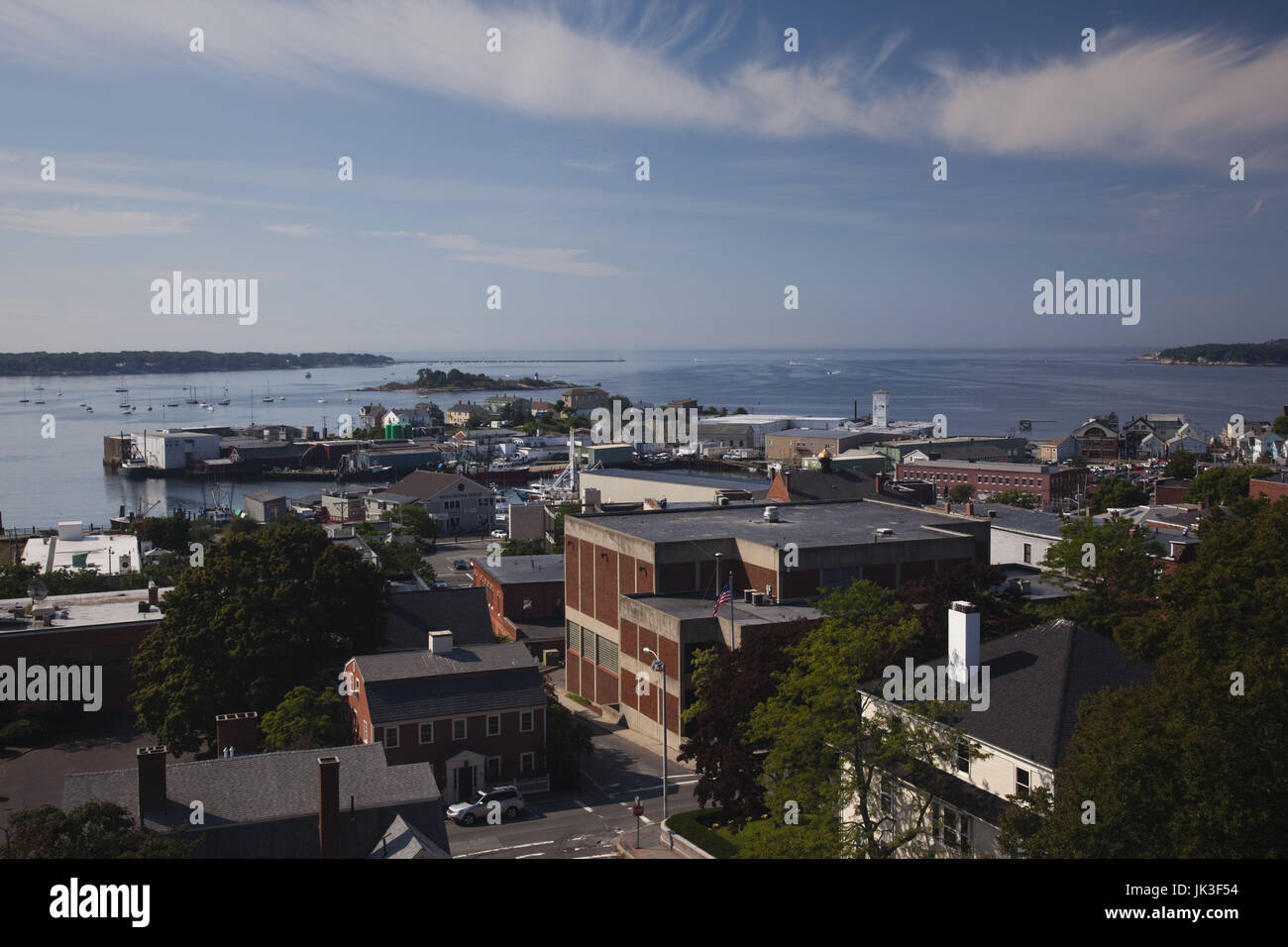 USA, Massachusetts, Cape Ann, Gloucester, town and port view from ...