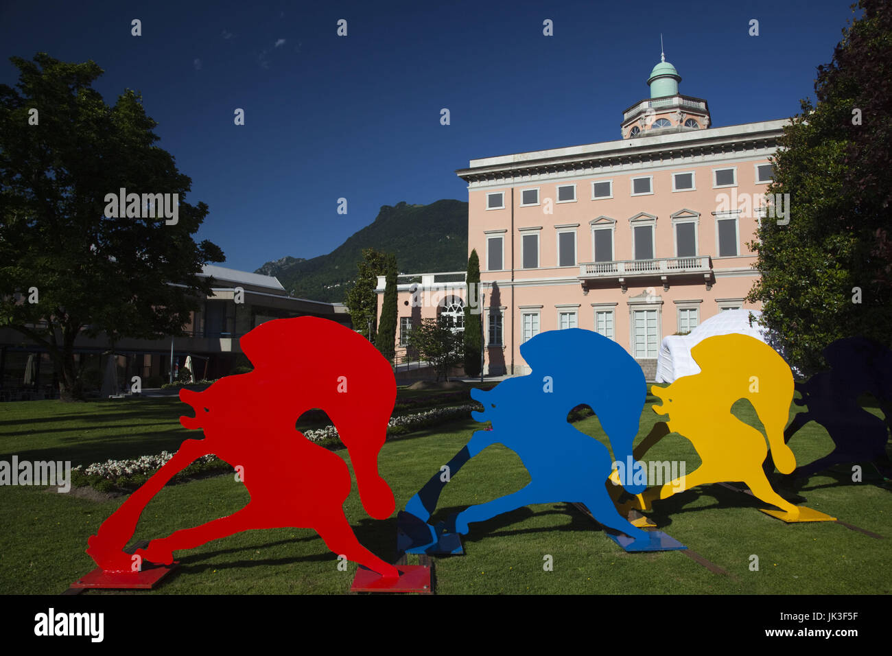 Switzerland, Ticino, Lake Lugano, Lugano, Parco Civico, Palazzo dei ...