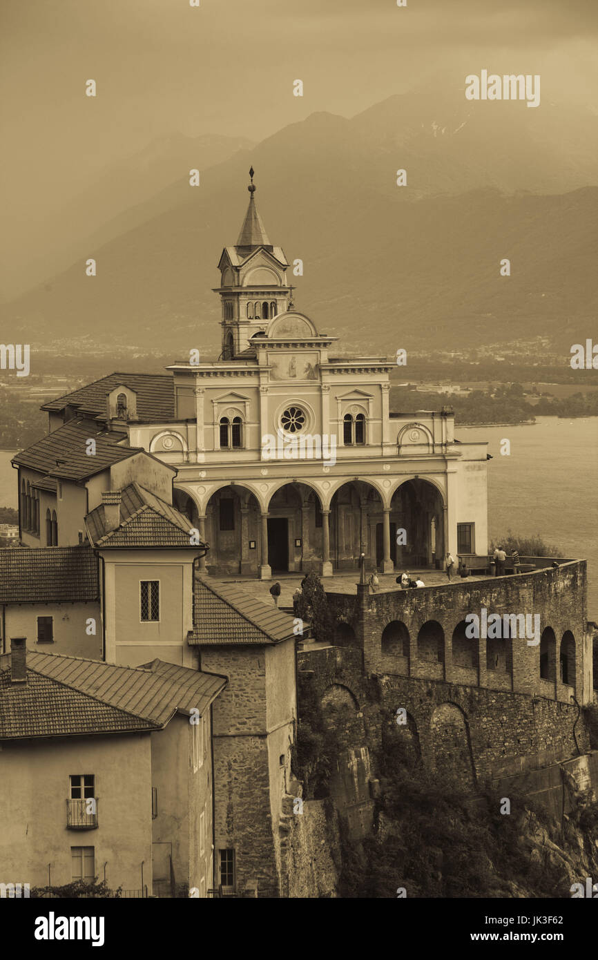 Switzerland, Ticino, Lake Maggiore, Locarno, Madonna del Sasso church ...