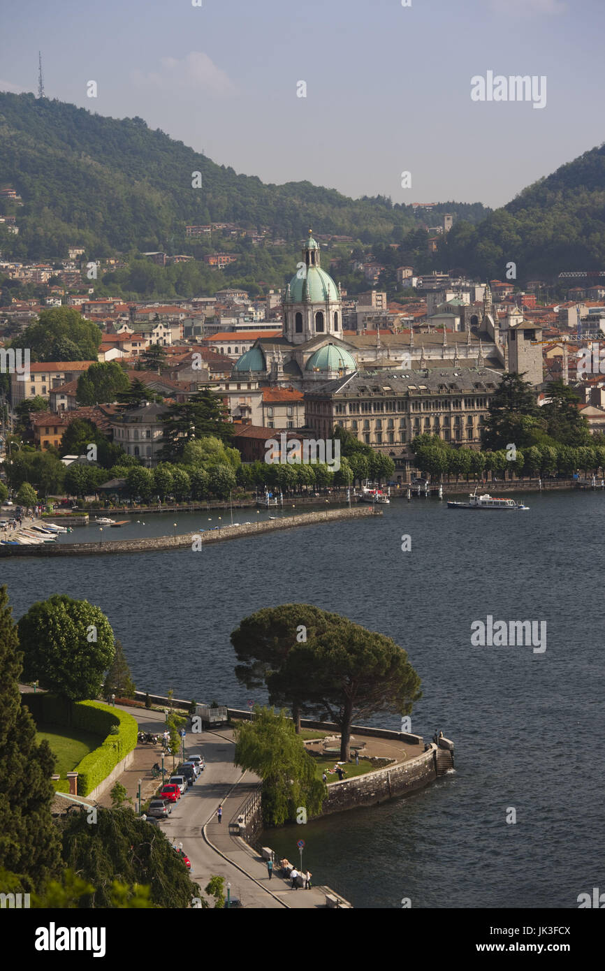 Italy, Lombardy, Lakes Region, Lake Como, Como, city view from Bellagio ...