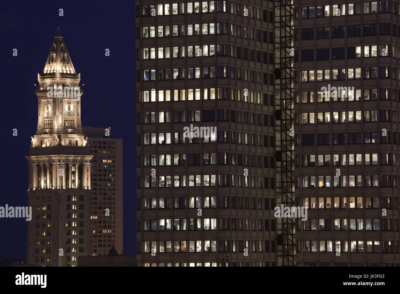 USA, Massachusetts, Boston, Boston Customs House Tower and Government ...