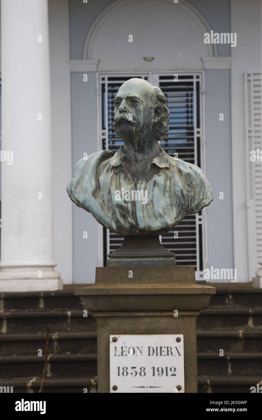 France, Reunion Island, St-Denis, bust of artist Leon Dierx, outside of ...