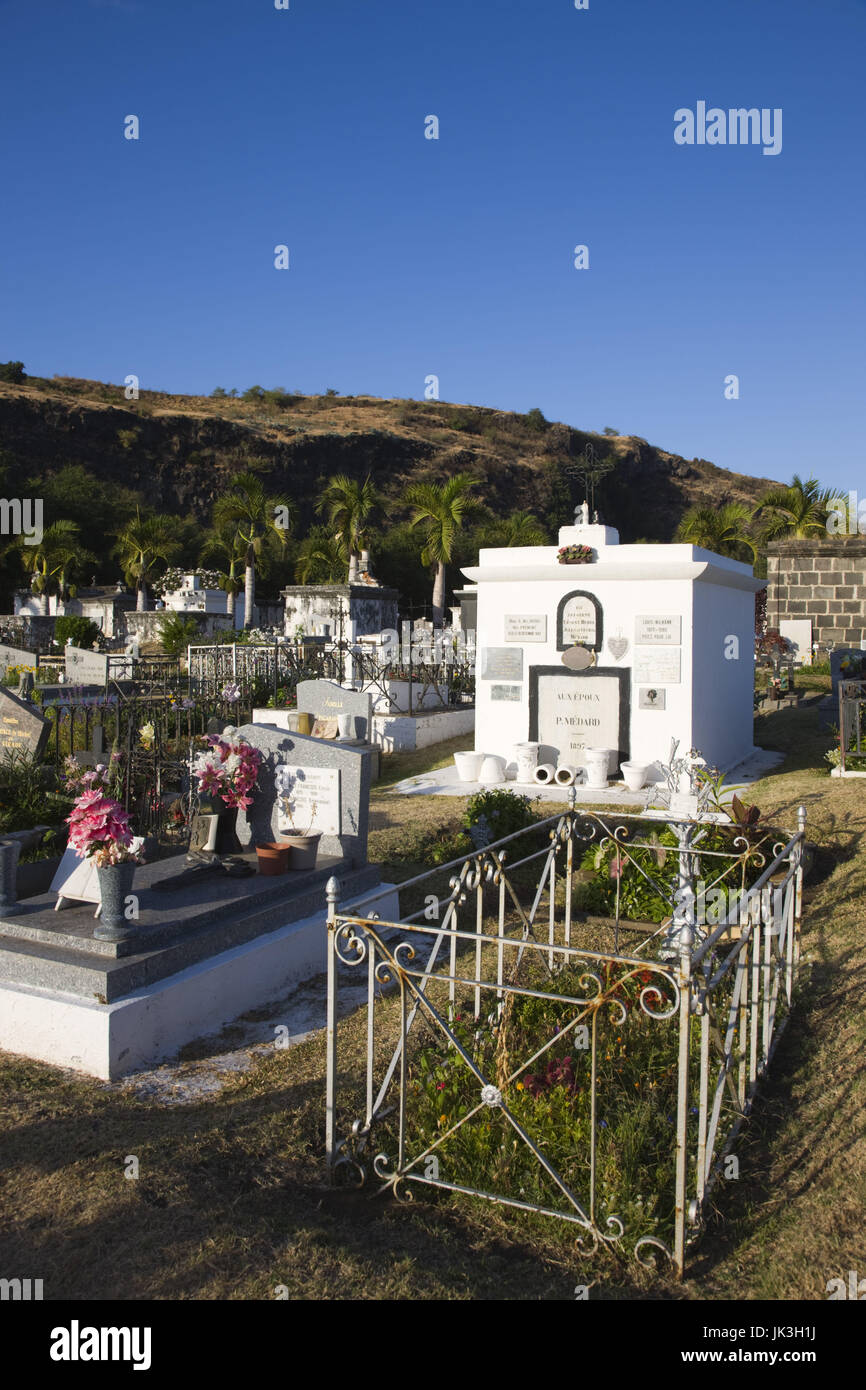 France, Reunion Island, St-Paul, Cemetiere Marin, seaside cemetery ...