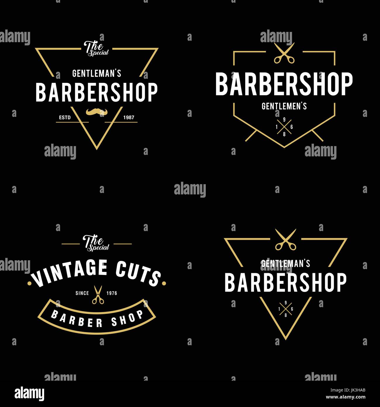Set of vintage barber shop badges and labels design elements Stock ...