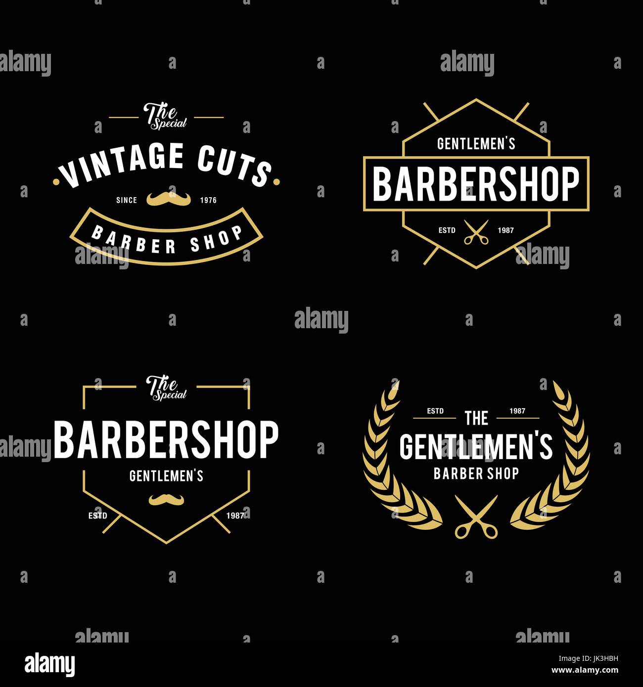 Set of vintage barber shop badges and labels design elements Stock ...