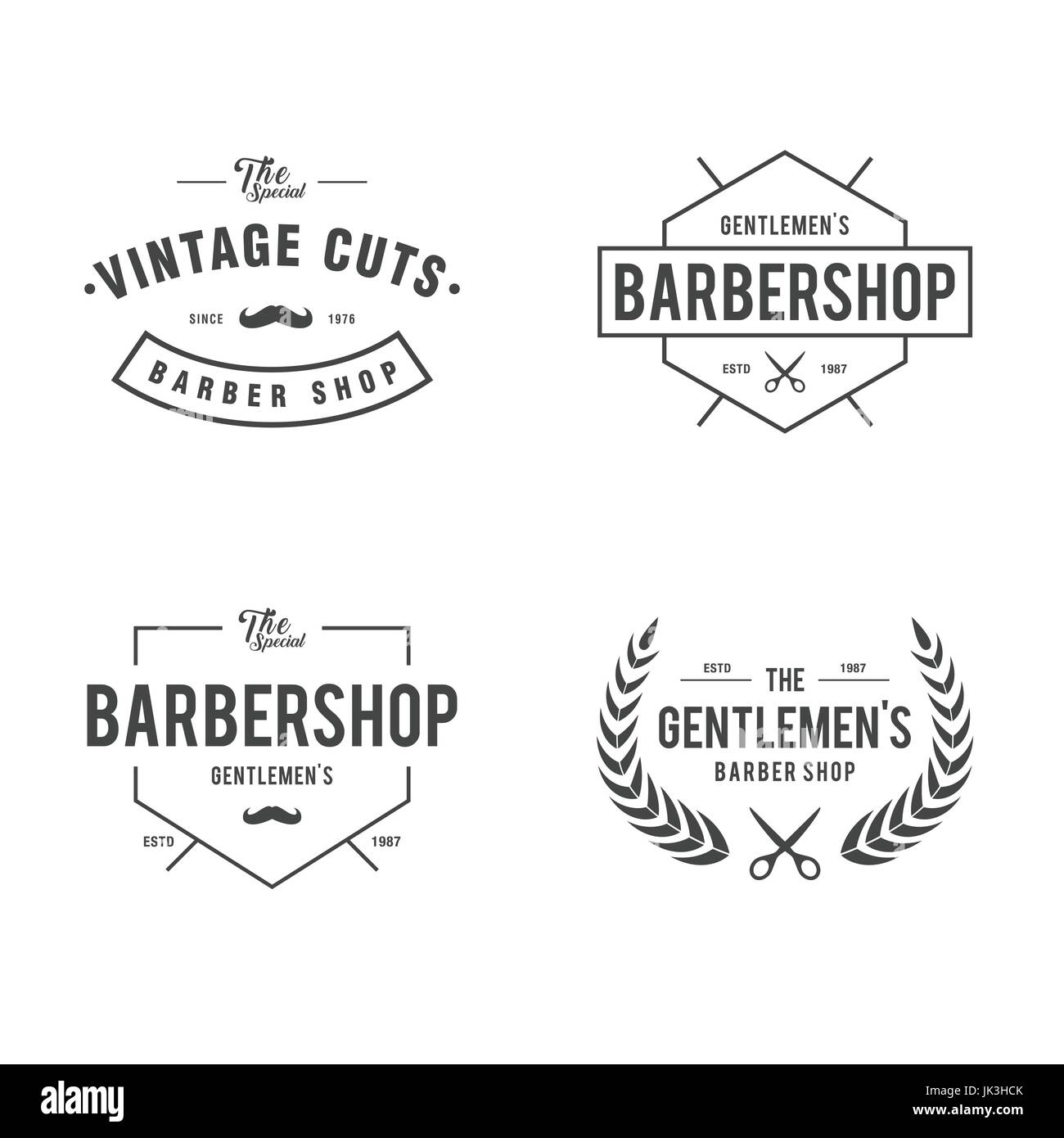 Vintage Barber Shop Logos Labels Badges Design Elements Vintage