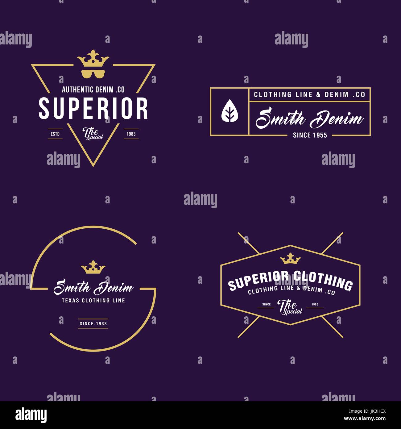 Vintage denim jeans frame label, Classical Clothing line Stock Vector ...