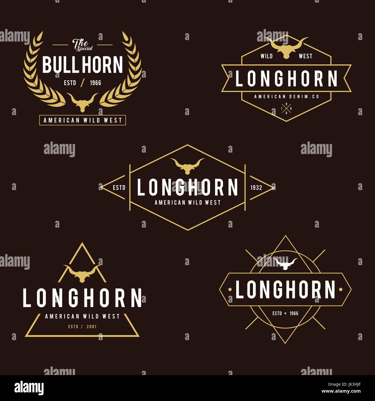 Vintage label with silhouette of bull head, Texas Wild West theme Stock ...