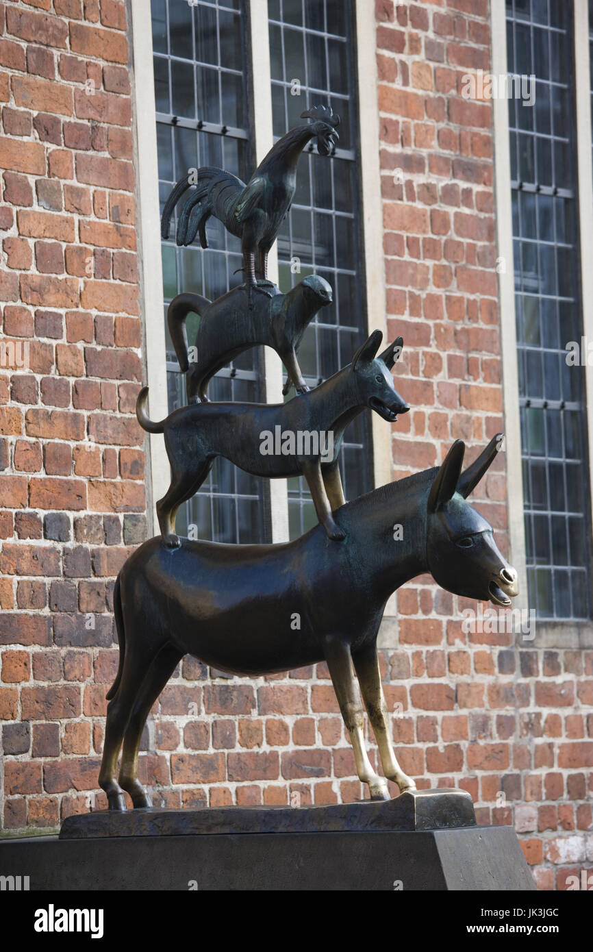 Germany, State of Bremen, Bremen, Town Musicians of Bremen statue Stock ...