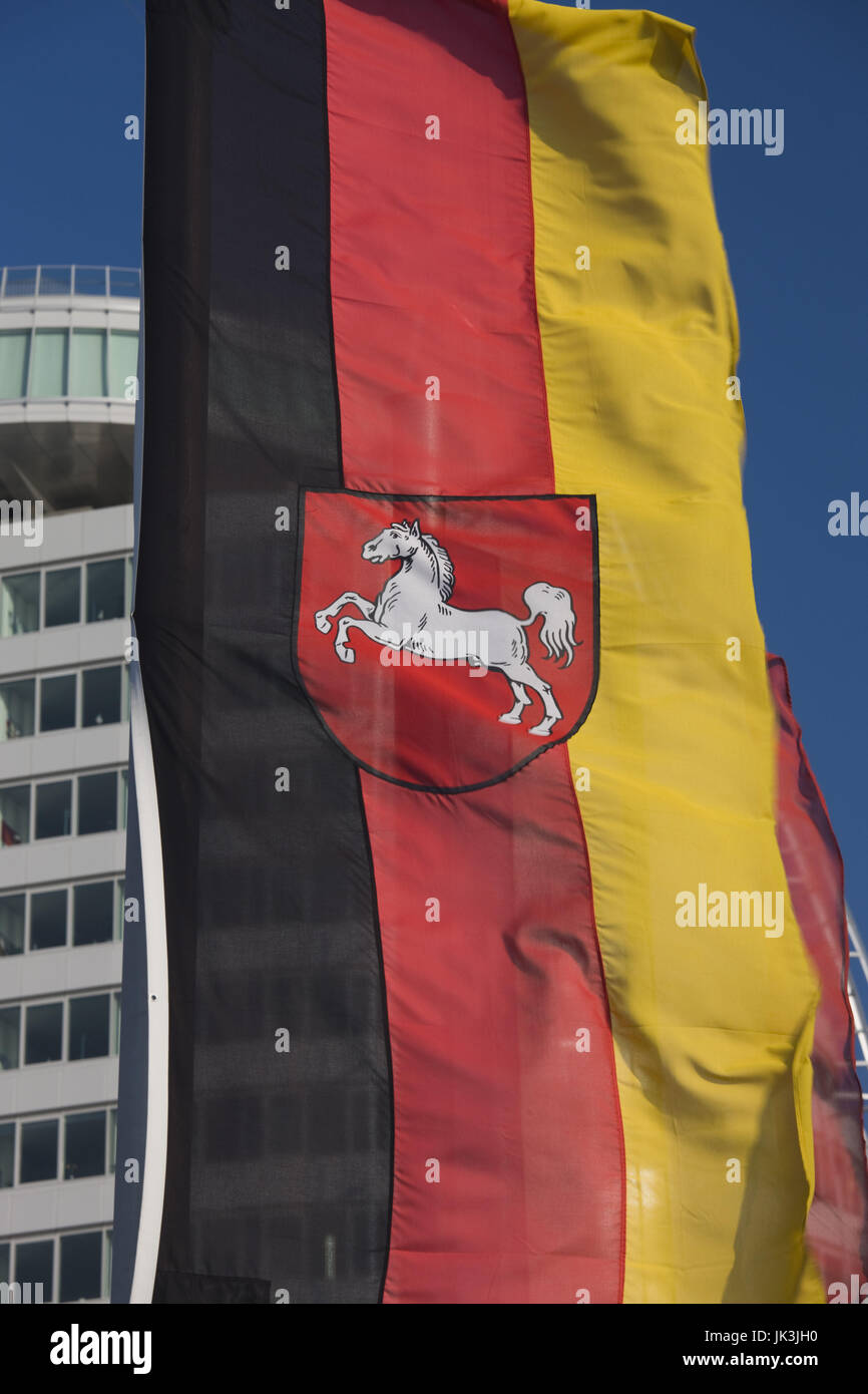 Atlantic sail city building and niedersachsen state flag hi-res stock ...
