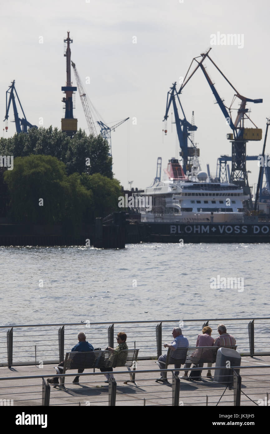 Germany, State of Hamburg, Hamburg, View of Shipyard Cranes Stock Photo ...