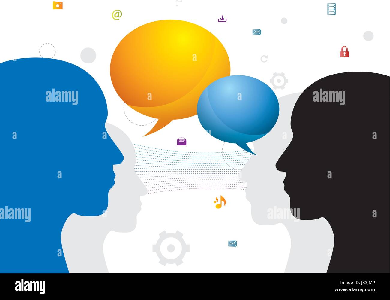 Communication between people through chat on social network Stock ...