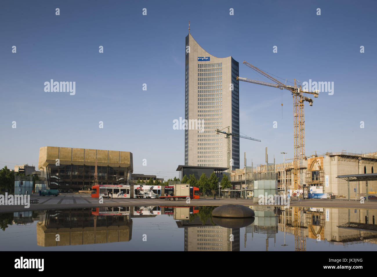 Germany, Sachsen, Leipzig, MDR Hochhaus tower, Augustusplatz Stock ...