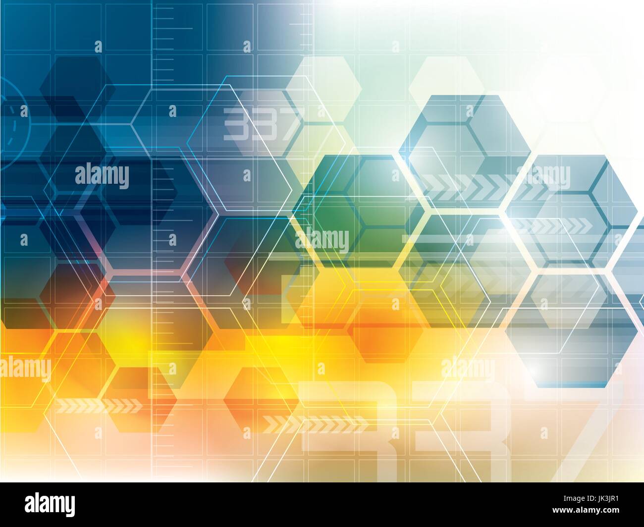 Abstract background of futuristic technology and shapes of hexagons ...