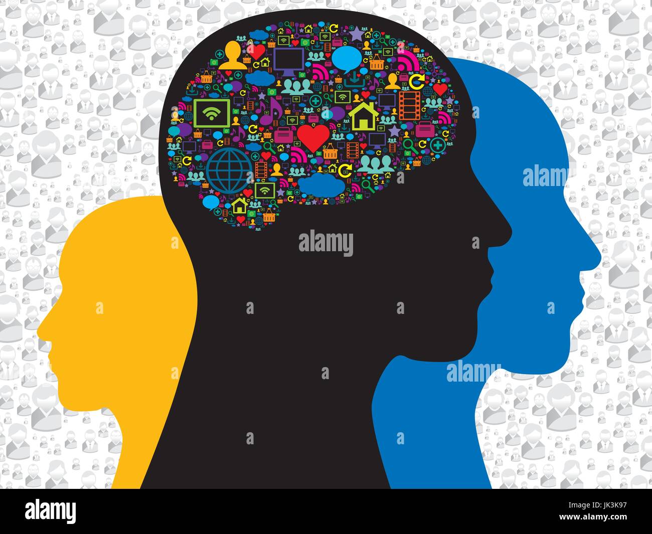 Human Head and Brain with social media icons Stock Vector Image & Art ...